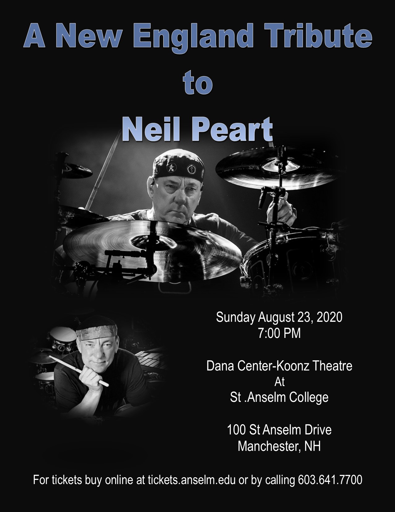 Tickets | Neil Peart Tribute | Dana Center, Saint Anselm College